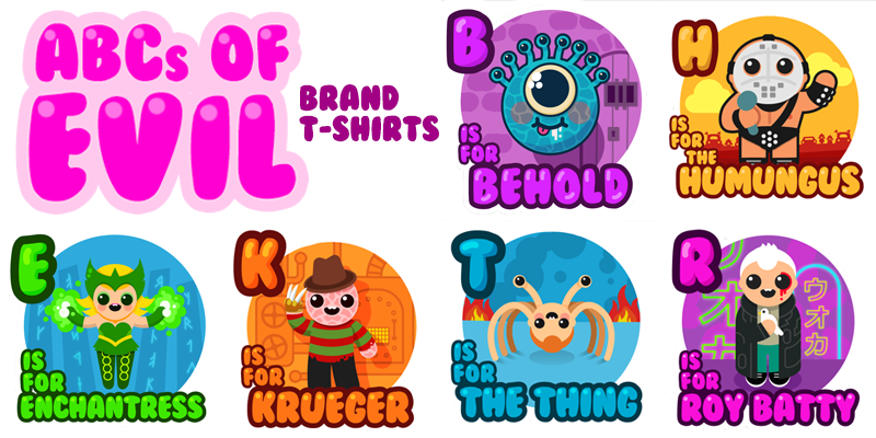 ABCs of Evil brand t-shirts: Adorable monsters and villians from pop ...