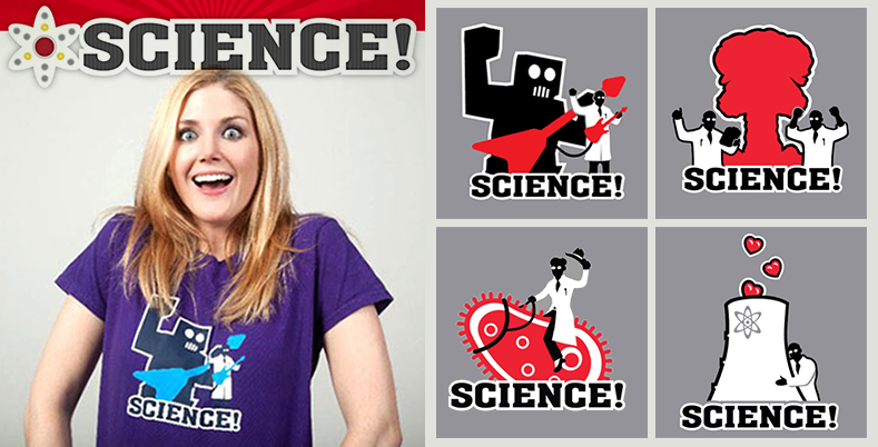 Science! brand t-shirts: White lab coats and pure chaos