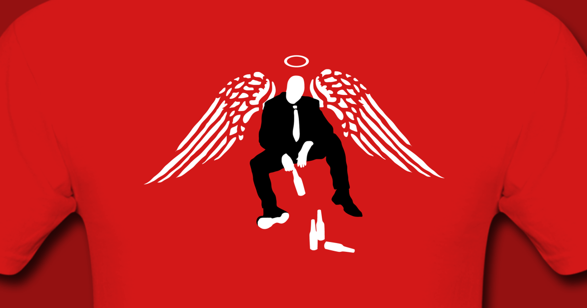 Drinking Angel t-shirt from Amorphia Apparel